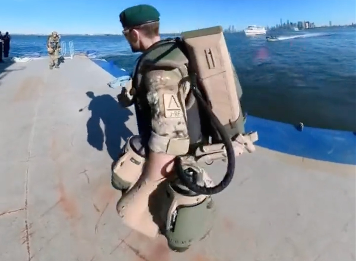 Video of Soldiers Flying in “Iron Man” Jet Suits Above Navy Ship