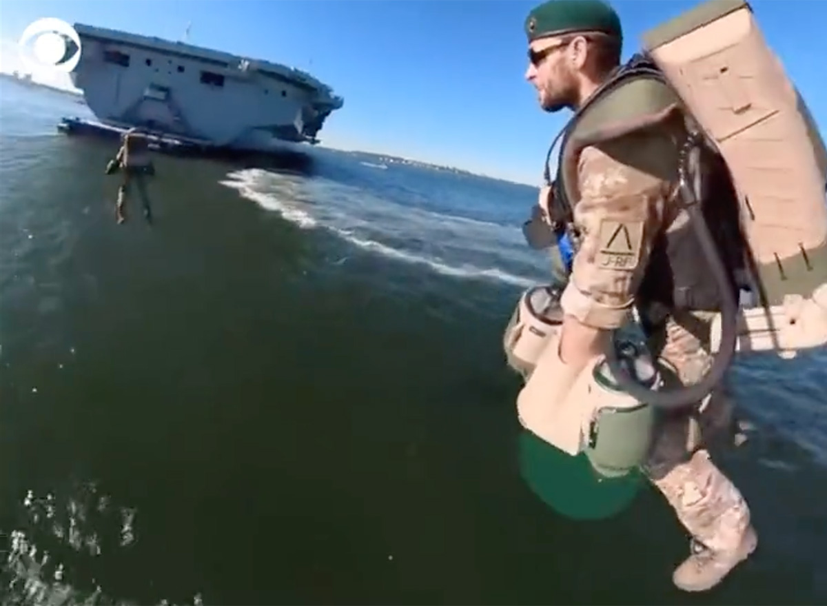 Video of Soldiers Flying in “Iron Man” Jet Suits Above Navy Ship