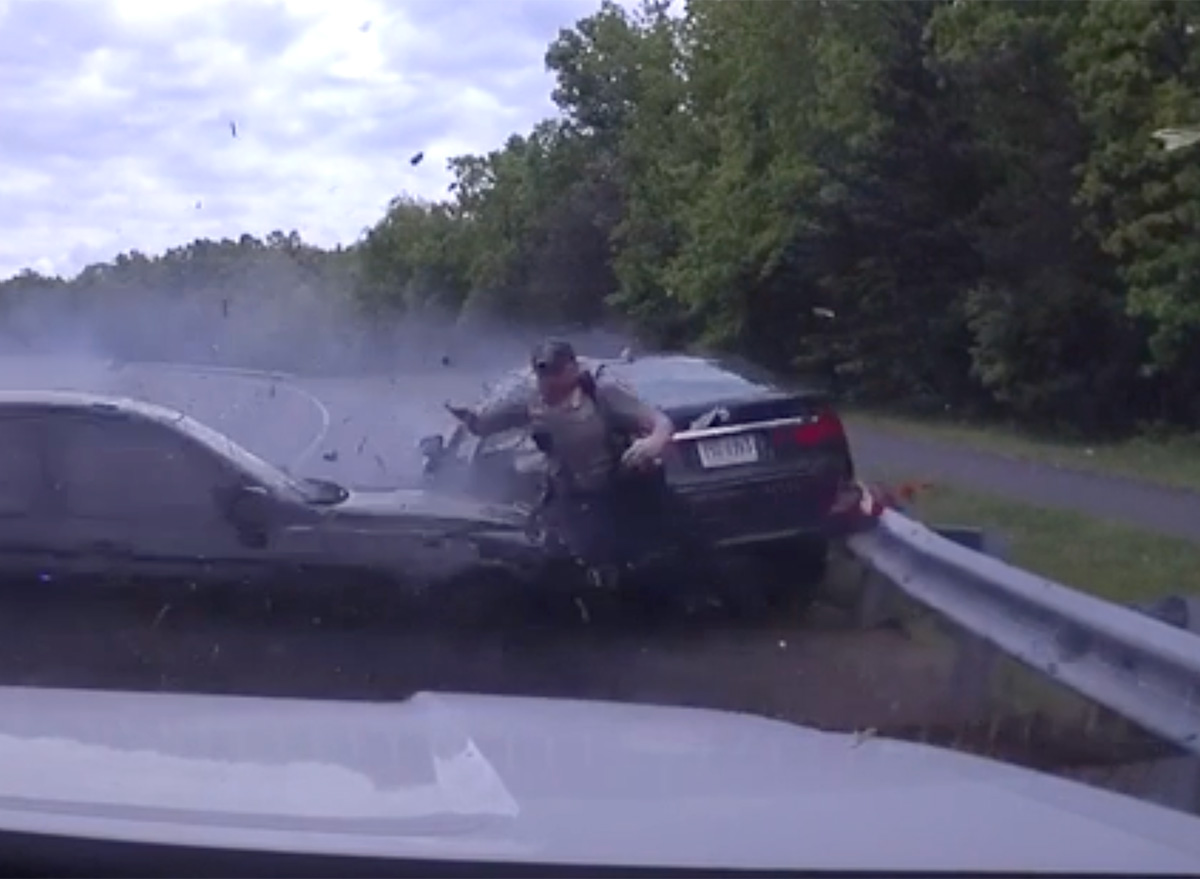 Officer Escapes Death as Reckless Driver Skids Across Median