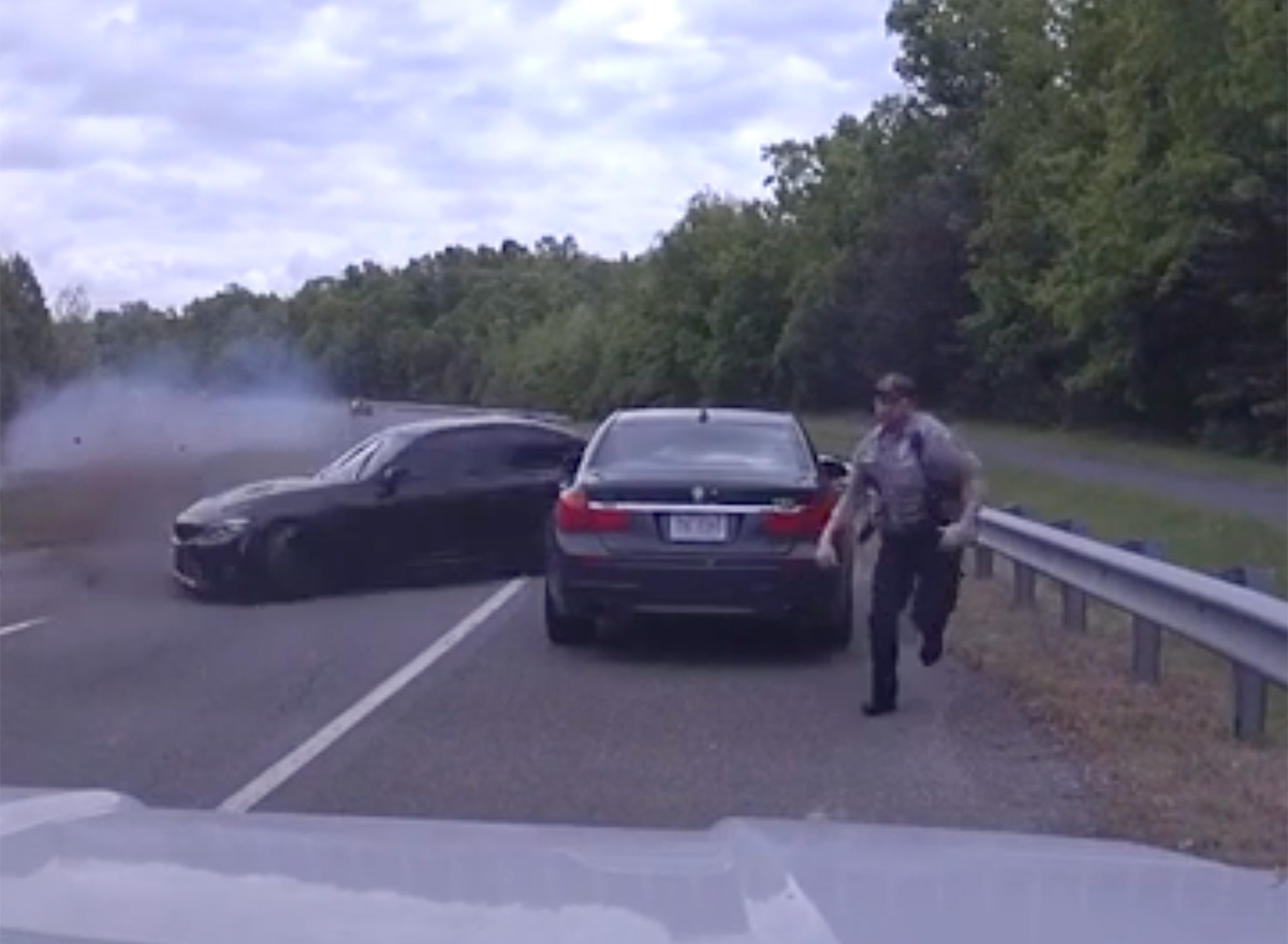 Officer Escapes Death as Reckless Driver Skids Across Median