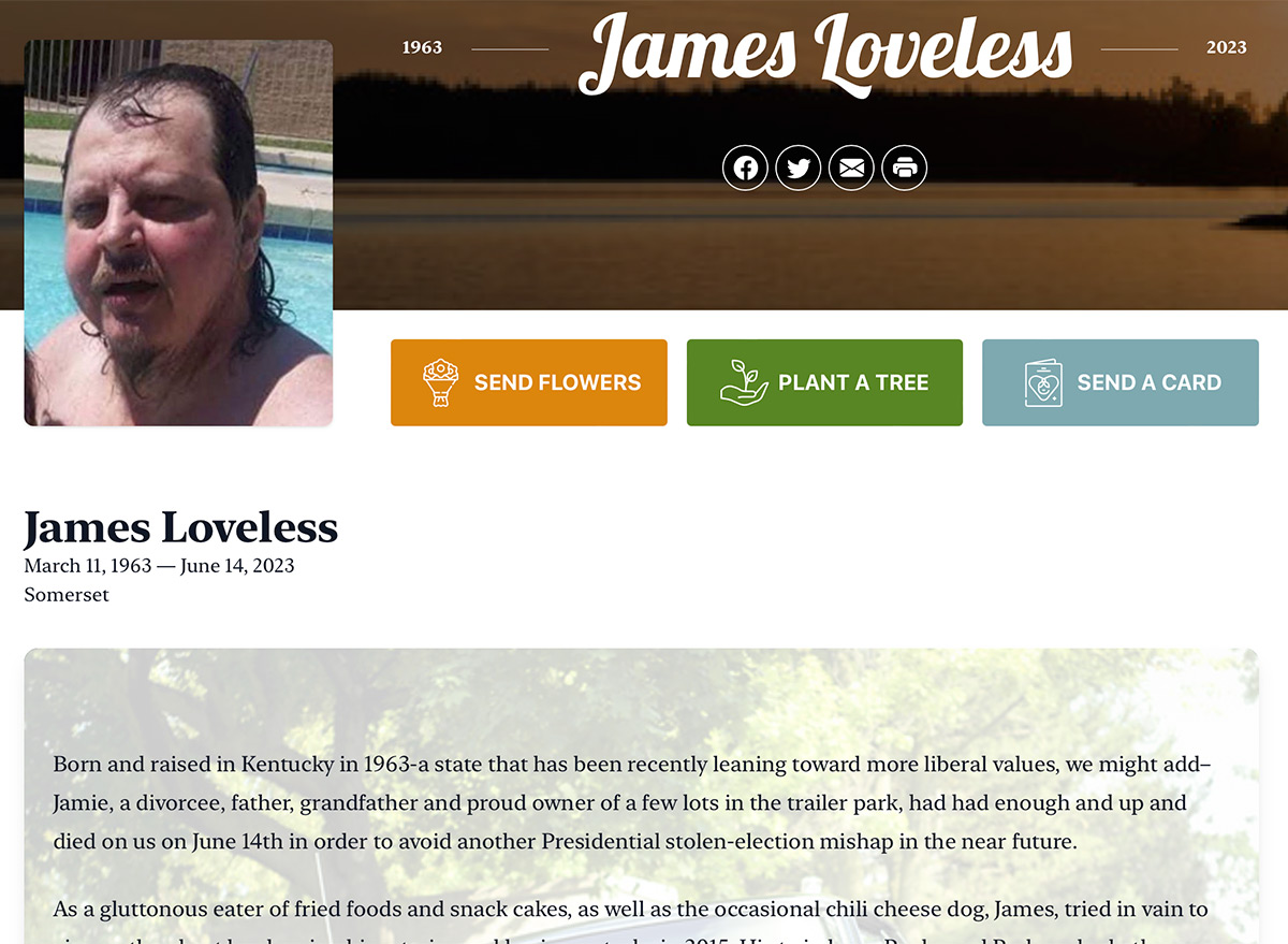 Trailer Park Dad Hammered Beer, Devoured Fried Food Viral Obit