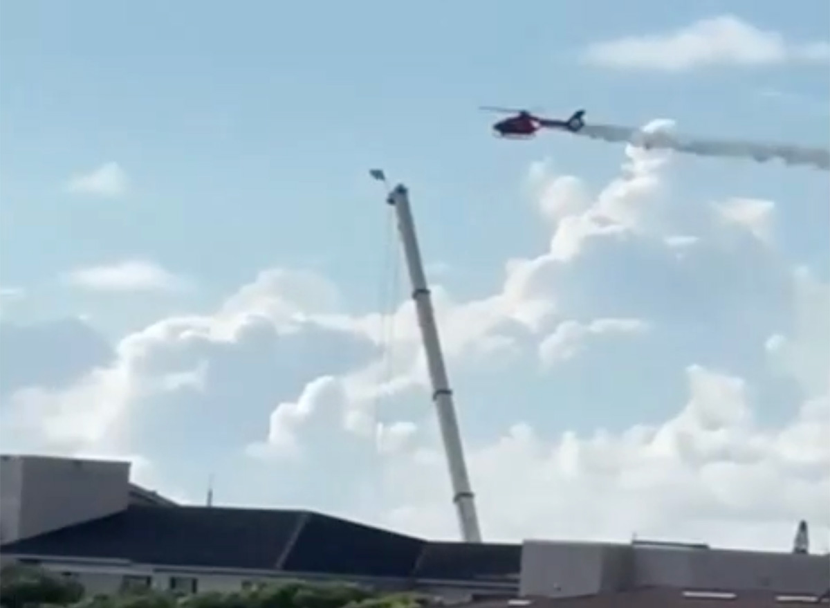 Rescue Helicopter Catches Fire Mid-Air and Plunges to Ground