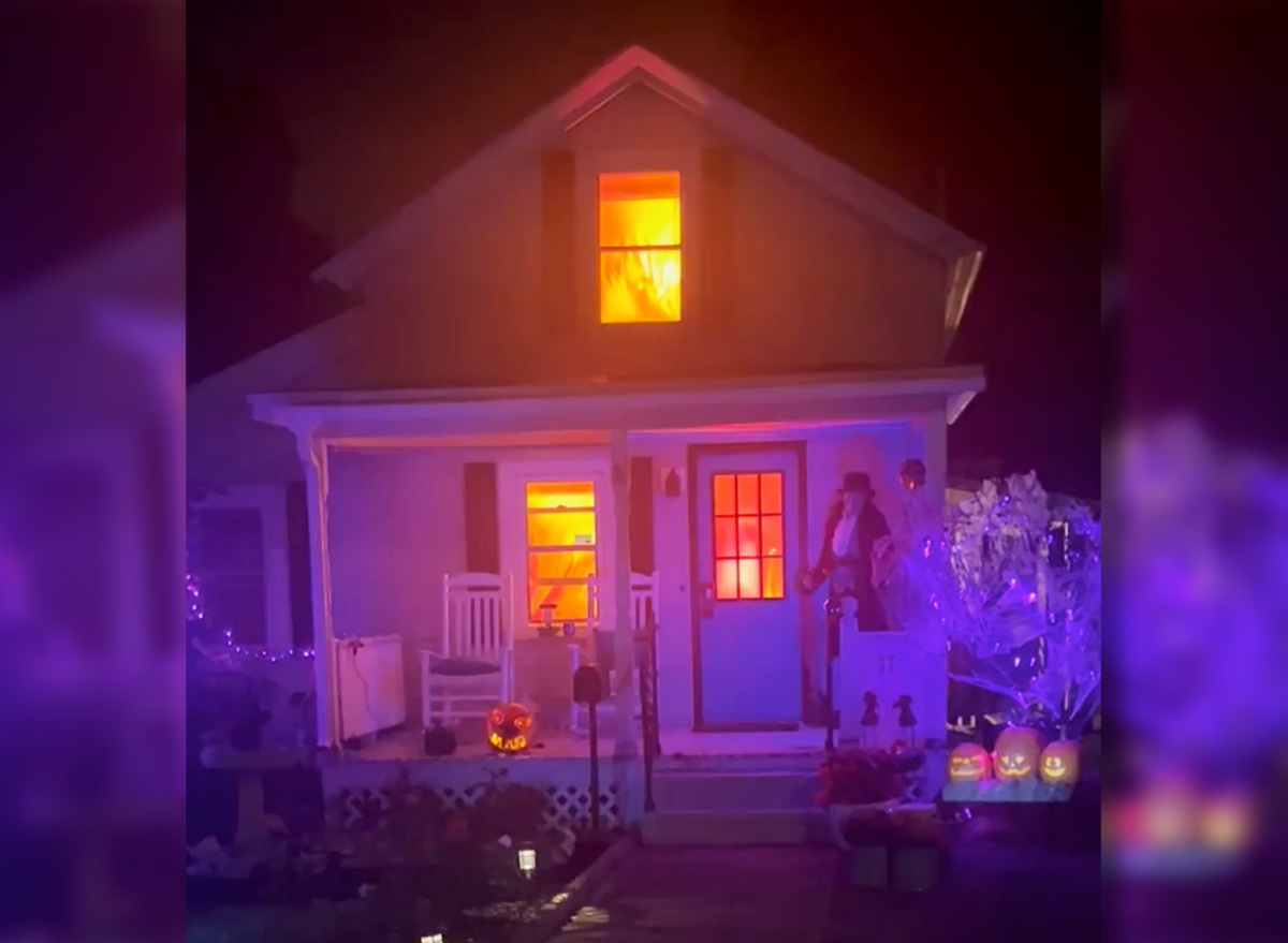 Homeowner's Halloween Display Looks Like a Real House Fire
