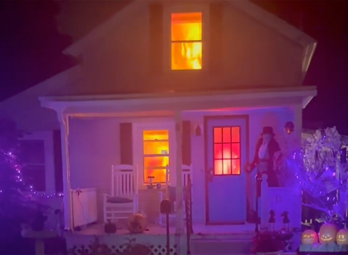 Homeowner's Halloween Display Looks Like a Real House Fire